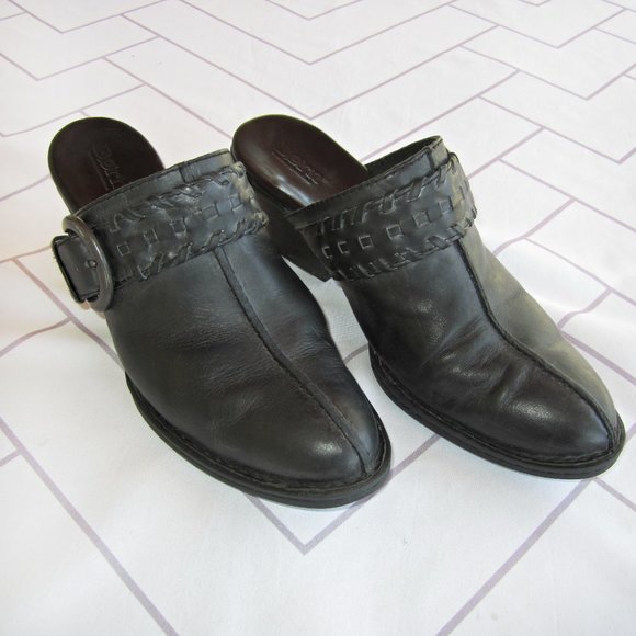 Born | Shoes | Born Lattice Buckle Mules Clogs Leather Black Sz 9 ...